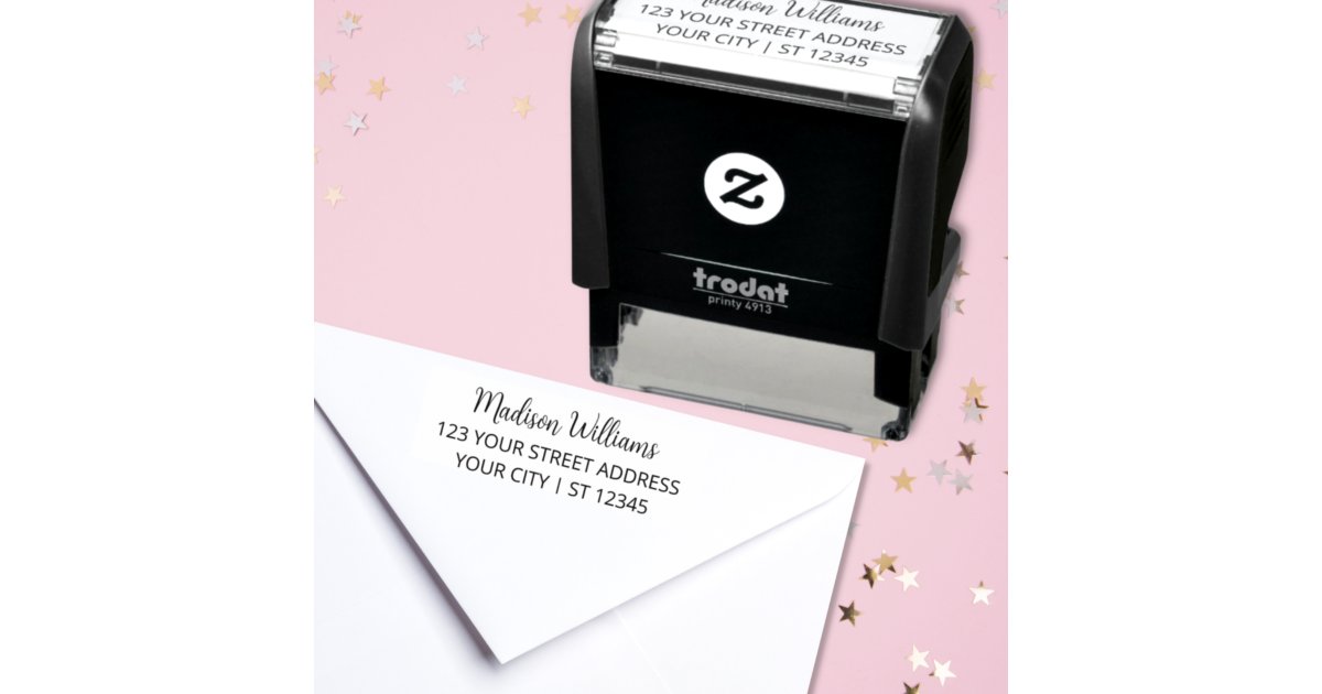 Return Address | Modern Handwritten Script Name Self-inking Stamp | Zazzle
