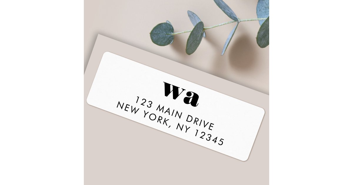 Return Address Monogram Initials Retro Minimalist Label | Zazzle