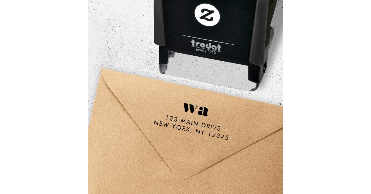 Return Address Monogram Initials Retro Minimalist Self-inking Stamp ...