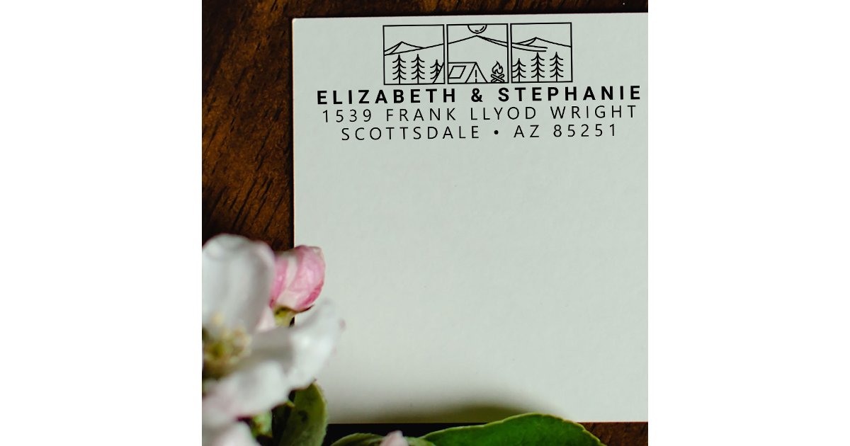 Return Address Outdoor Adventure Wedding Custom Self-inking Stamp | Zazzle