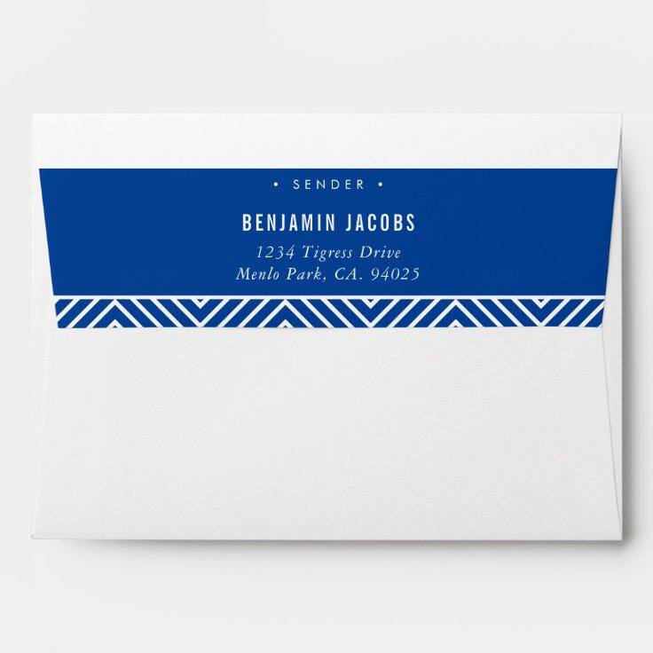 RETURN ADDRESS simple modern geometric royal blue Envelope | Zazzle