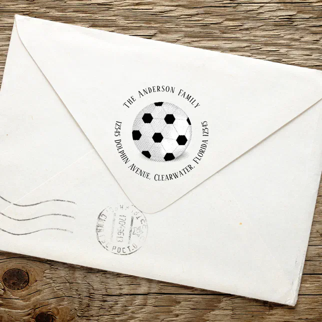 Return Address Simple Sports Soccer Ball Self-inking Stamp | Zazzle