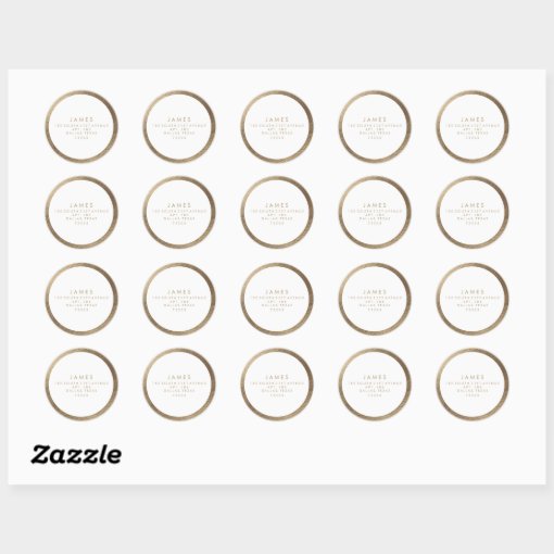 Return Address Sticker | Gold Border | Zazzle