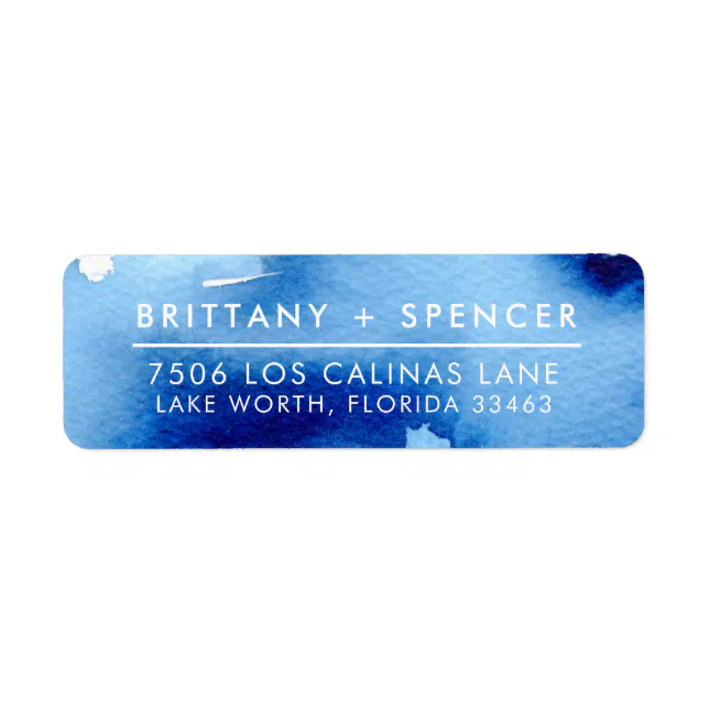 RETURN ADDRESS stylish modern navy blue watercolor Label | Zazzle