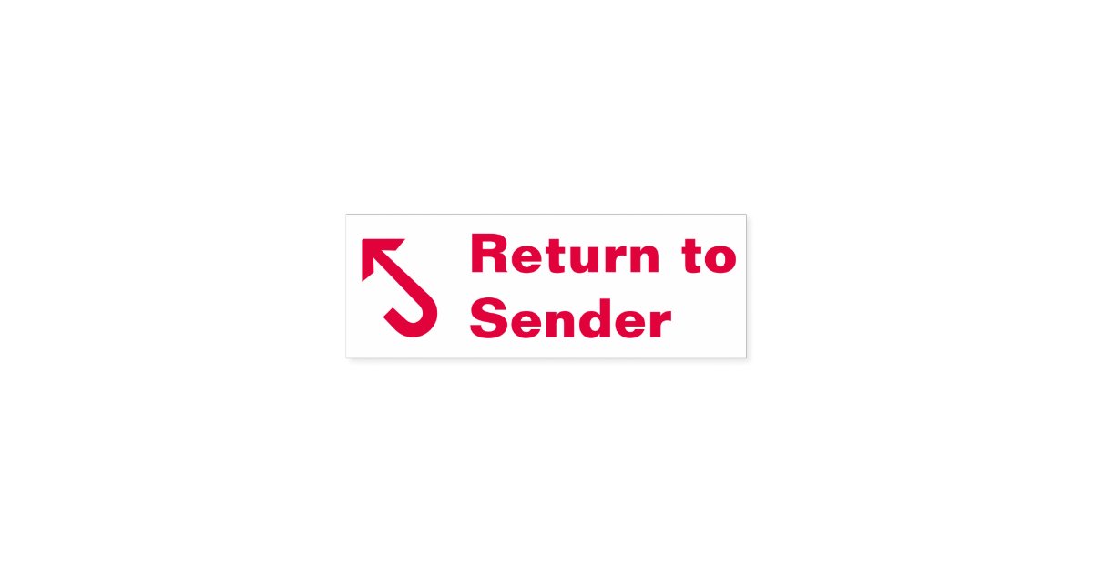 "Return to Sender" & Arrow Rubber Stamp | Zazzle