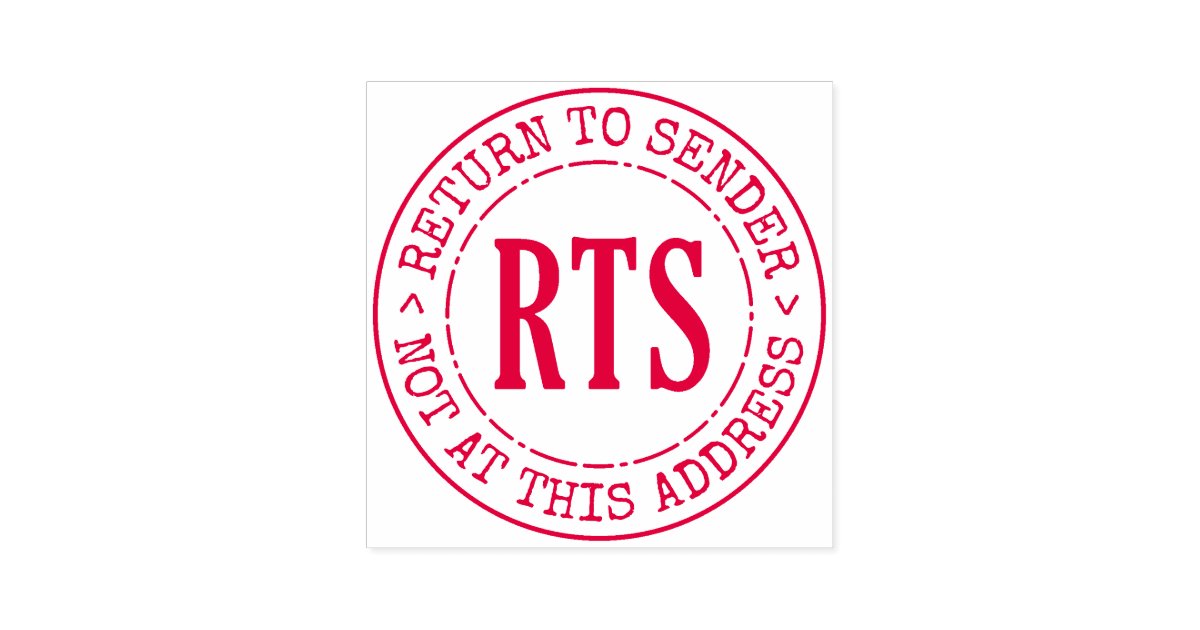Return to Sender RTS Rubber Stamp Large Round Seal | Zazzle