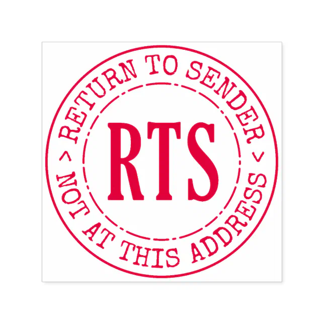 Return to Sender RTS Rubber Stamp Large Round Seal | Zazzle