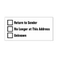 Return to Sender Unknown Address Check Boxes Mail Rubber Stamp | Zazzle