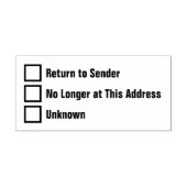 Return to Sender Unknown Address Check Boxes Mail Rubber Stamp | Zazzle