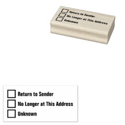 Return to Sender Unknown Address Check Boxes Mail Rubber Stamp | Zazzle