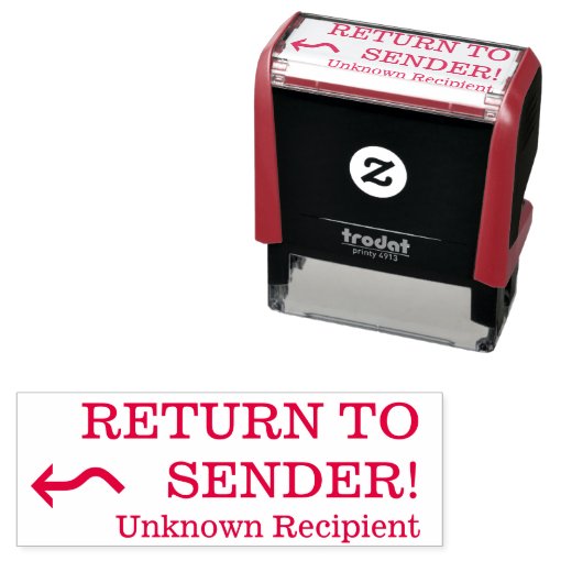 "RETURN TO SENDER", "Unknown Recipient" Self-inking Stamp | Zazzle