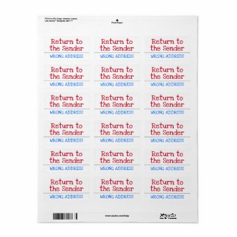 "Return to the Sender", "WRONG ADDRESS" Label | Zazzle