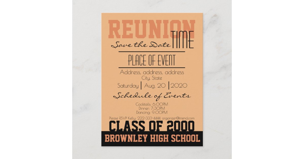 Reunion design announcement postcard | Zazzle