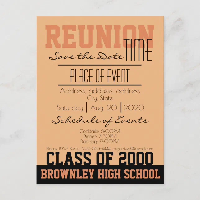 Reunion design announcement postcard | Zazzle