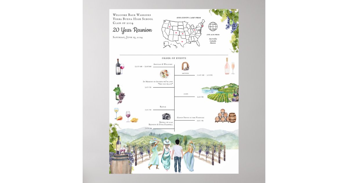 Reunion Itinerary Schedule Welcome Poster | Zazzle