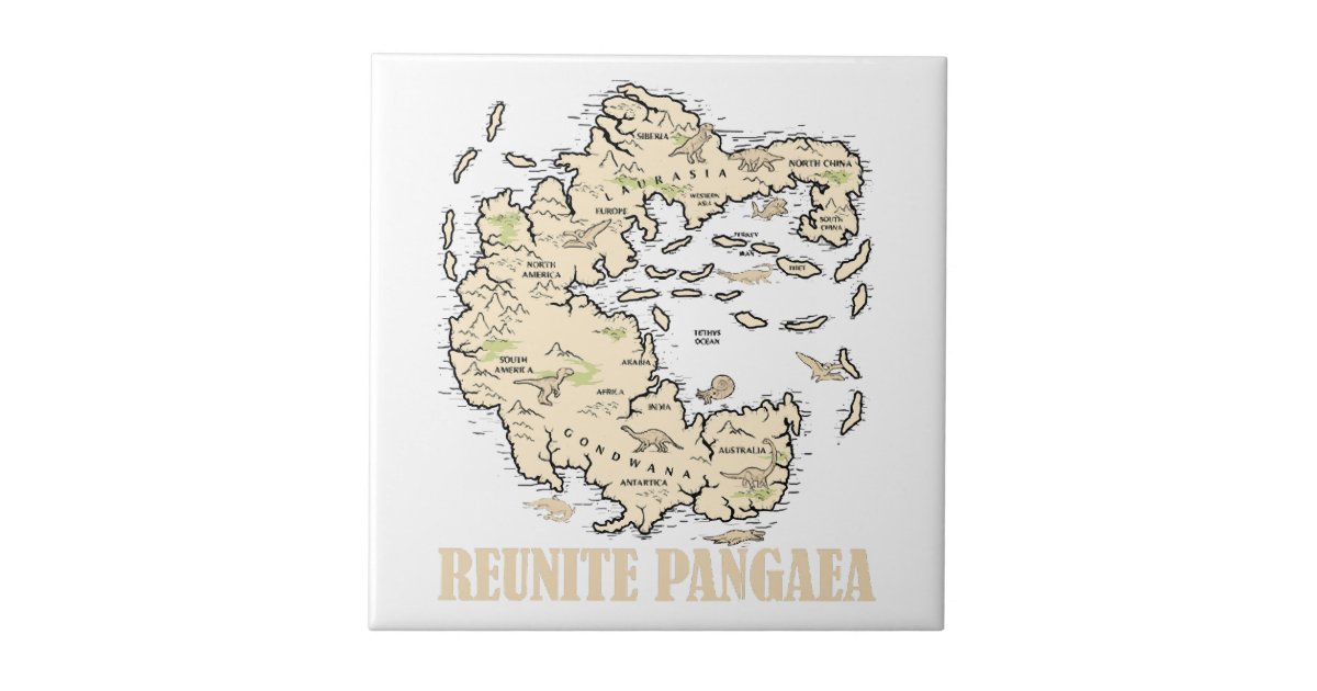 Reunite Pangaea World map History Funny Geology Gi Ceramic Tile | Zazzle