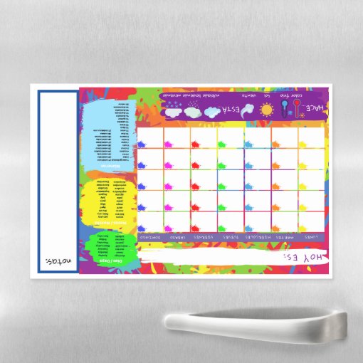 Reusable Monthly Calendar (Spanish) Magnetic Dry Erase Sheet | Zazzle