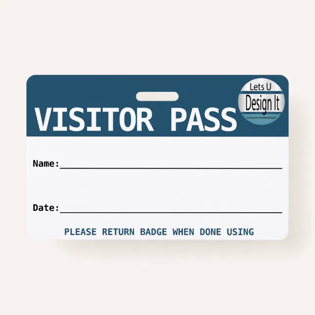 Reusable Visitor Pass / Hall Pass With Logo Badge | Zazzle