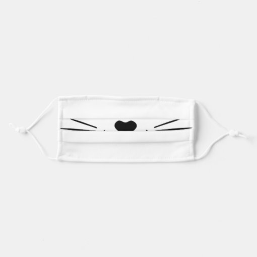 Reusable White Cat Face Illustration Adult Cloth Face Mask | Zazzle