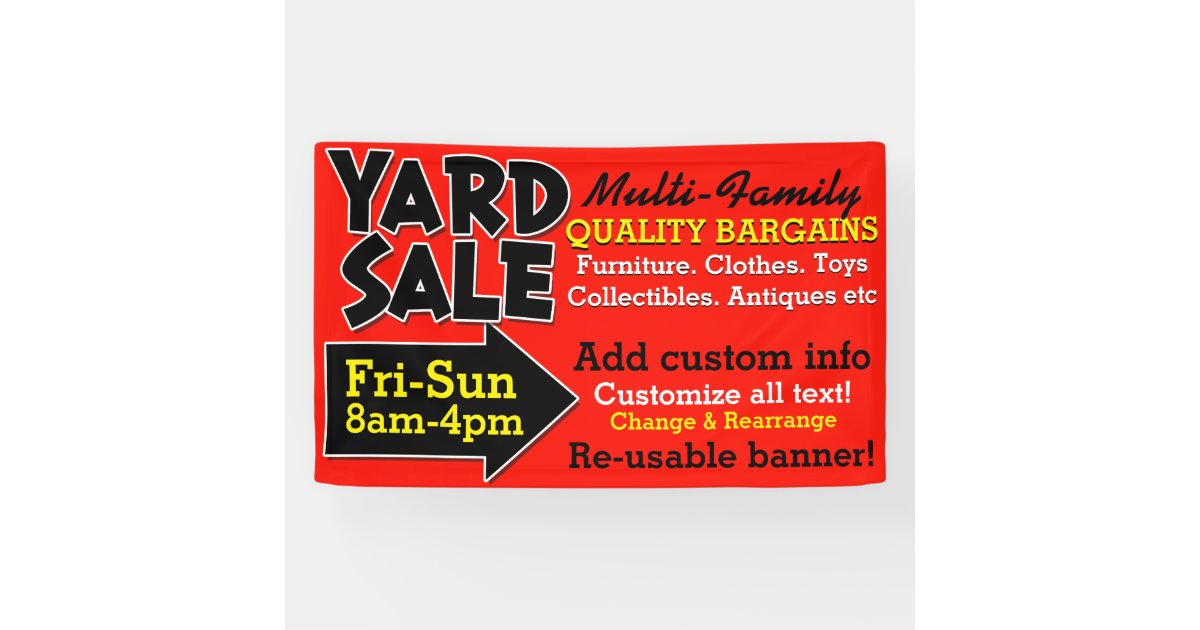 Reusable Yard Sale Garage Sale Promotional Banner | Zazzle