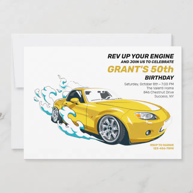 Rev Up Your Engine Birthday Invitation | Zazzle