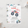 Rev Your Engine 4th Birthday Monster Car Trucks Invitation | Zazzle