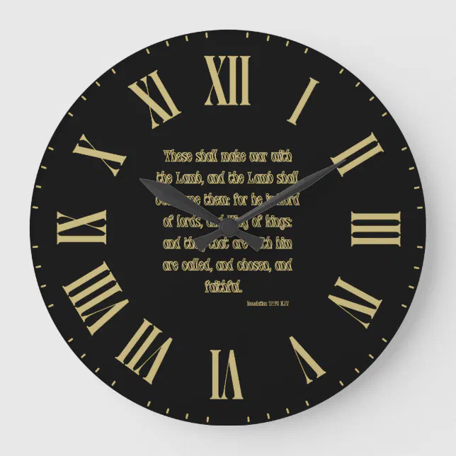 Revelation 17:14 KJV Bible Verse II Roman Numeral Large Clock | Zazzle