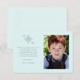 Reverent Cross Religious Photo Thank You Blue | Zazzle