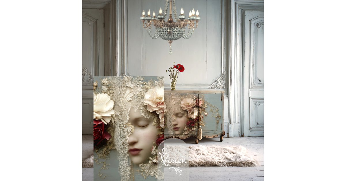 REVERIE IN BLOOM Abstract Portrait & Lace Tissue Paper | Zazzle