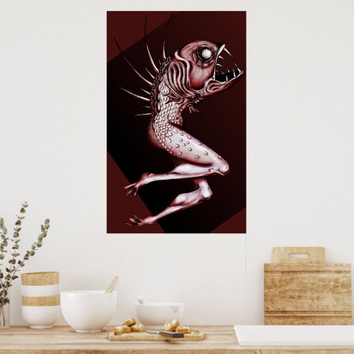 Reverse mermaid drawing art print | Zazzle