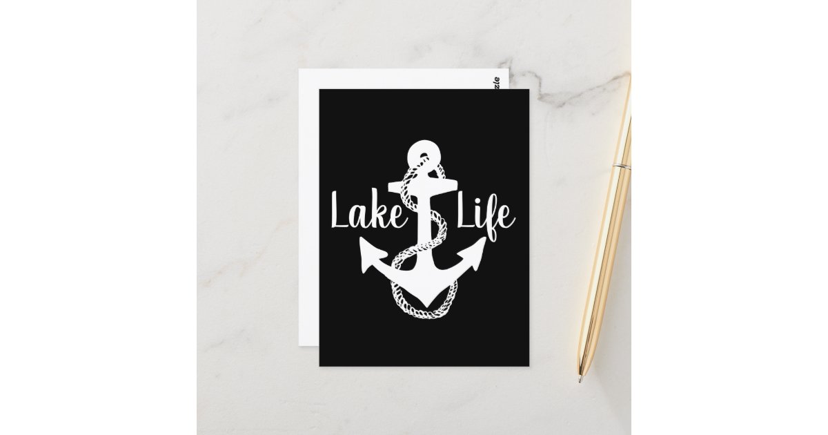 Reverse two-sided nautical LAKE LIFE + ANCHOR | Postcard | Zazzle