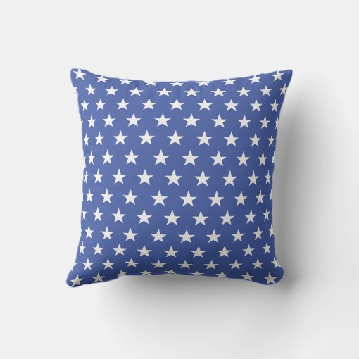 Reversible Blue and White Star Throw Pillow | Zazzle