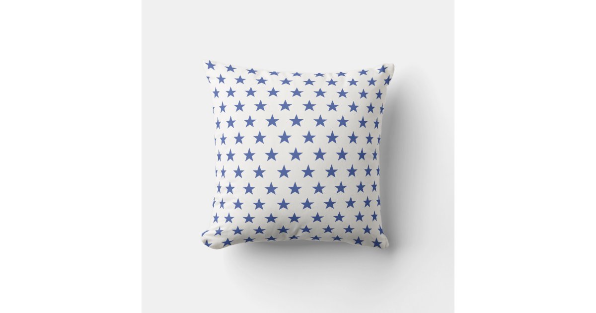 Reversible Blue and White Star Throw Pillow | Zazzle