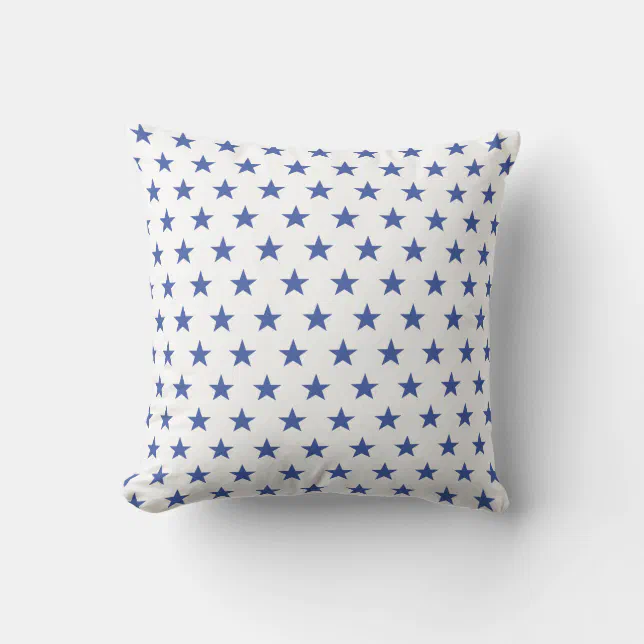 Reversible Blue and White Star Throw Pillow | Zazzle