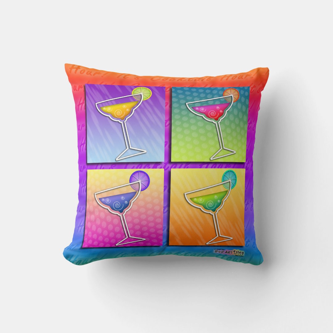 REVERSIBLE Pop Art Margaritas American MoJo Pillow | Zazzle