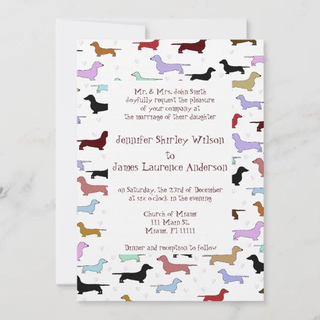 Revised Dachshund Wedding Invitation | Zazzle