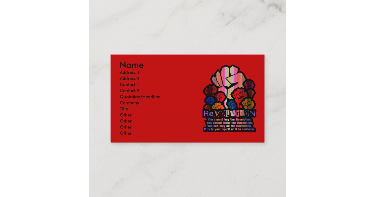 REVOLUTION BUSINESS CARD | Zazzle