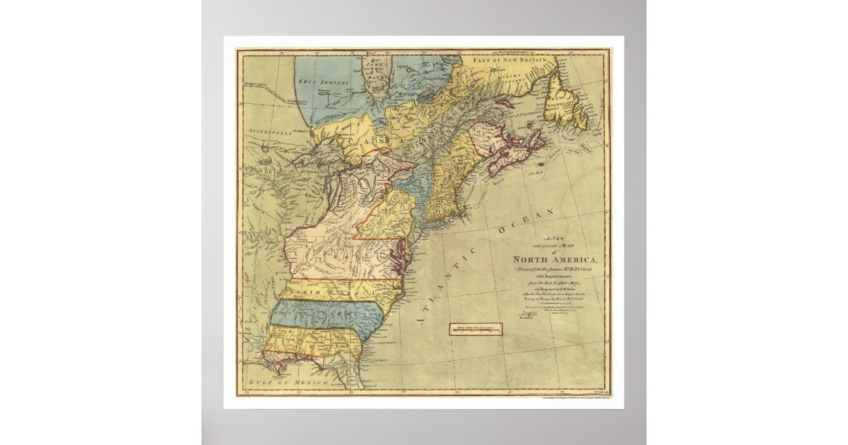 Revolutionary America Map 1771 Poster | Zazzle