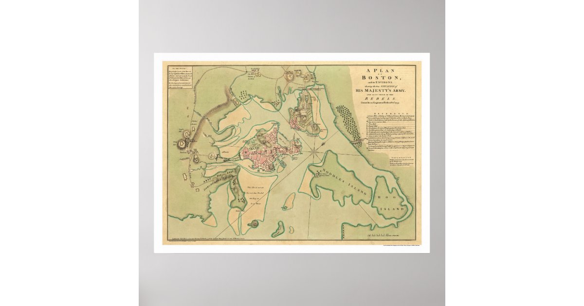 Revolutionary Boston Map 1776 Poster | Zazzle