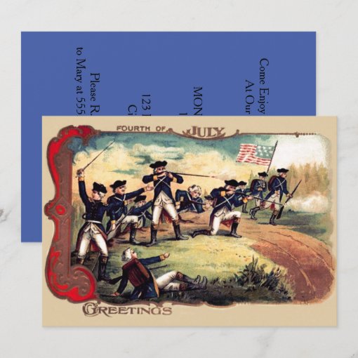 Revolutionary War Battle American Flag Invitation | Zazzle