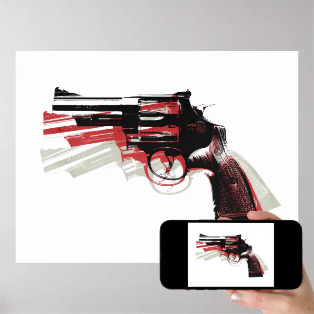 Revolver Pistol Gun on White Poster | Zazzle