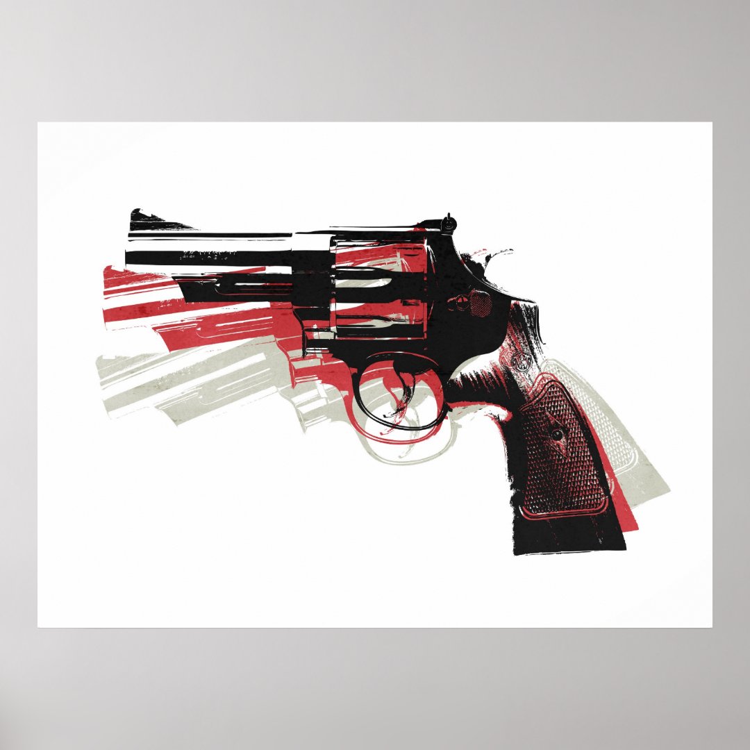 Revolver Pistol Gun on White Poster | Zazzle