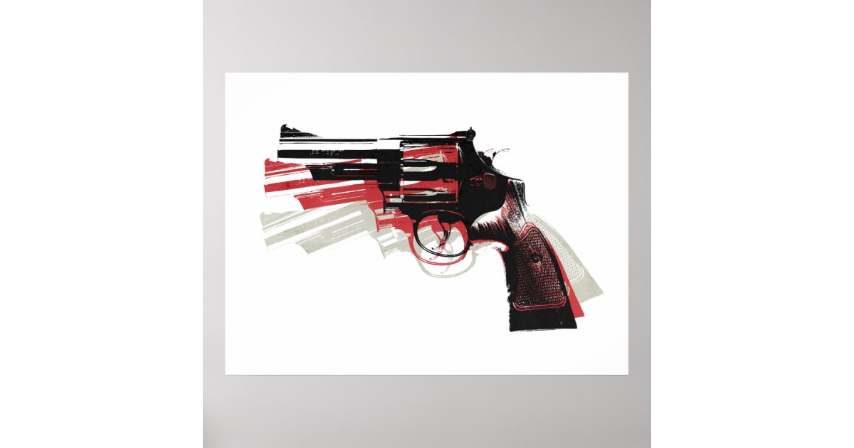 Revolver Pistol Gun on White Poster | Zazzle