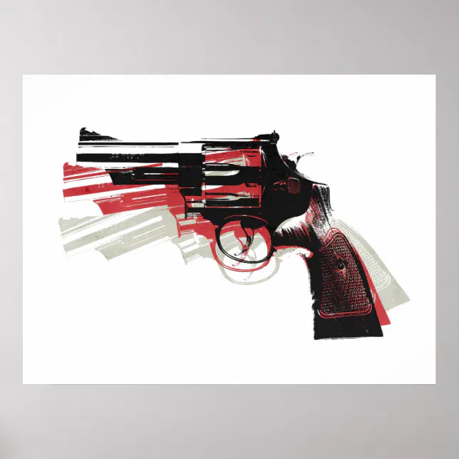 Revolver Pistol Gun on White Poster | Zazzle