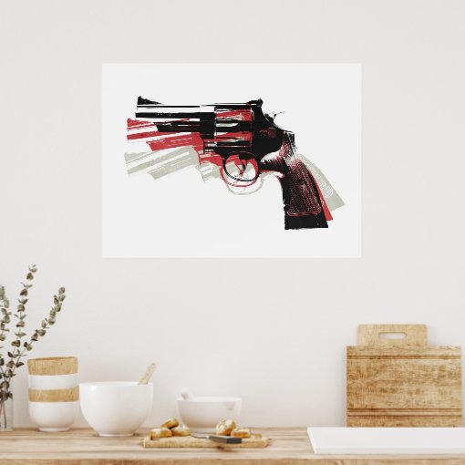 Revolver Pistol Gun on White Poster | Zazzle