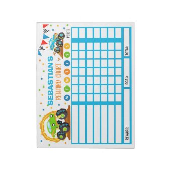 Reward Chart Monster Truck Personalized Chores Notepad | Zazzle
