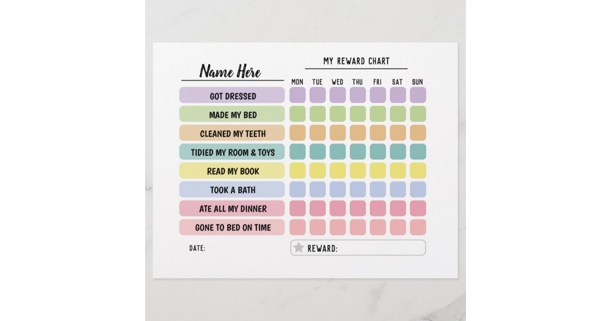 Reward Chart Personalised Schedule Daily Fun Kids Flyer | Zazzle