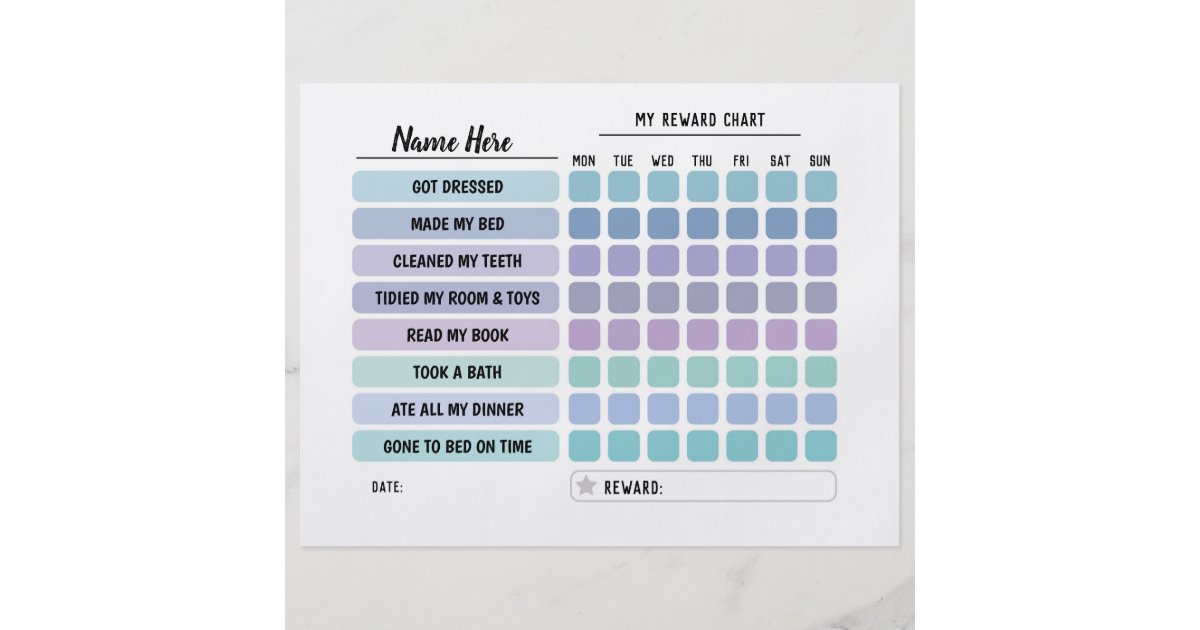Reward Chart Personalised Schedule Daily Fun Kids Flyer | Zazzle