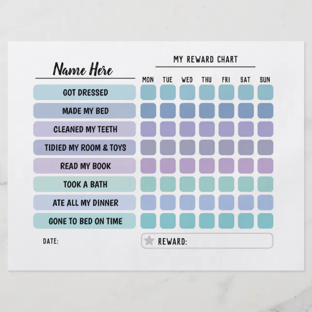 Reward Chart Personalised Schedule Daily Fun Kids Flyer | Zazzle