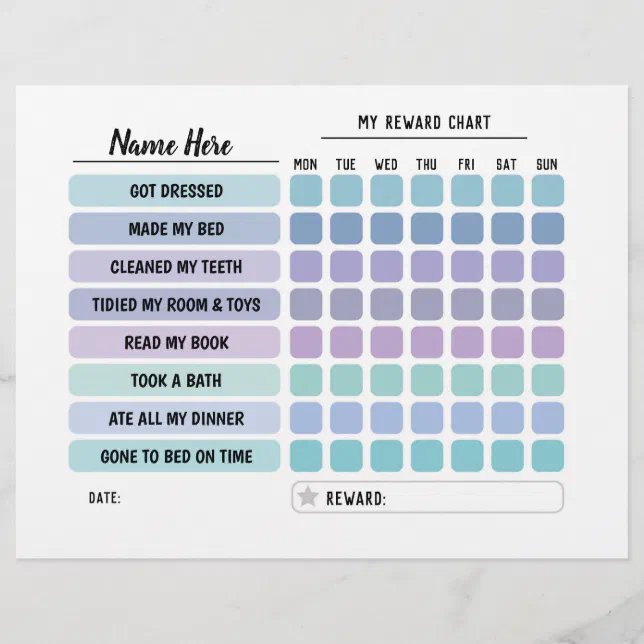 Reward Chart Personalised Schedule Daily Fun Kids Flyer | Zazzle